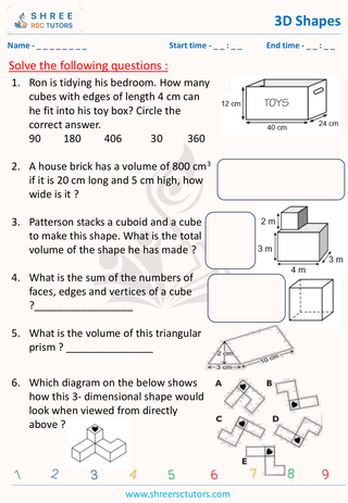 3D shapes worksheets for 11 Plus Exam Maths | shree rsc tutors