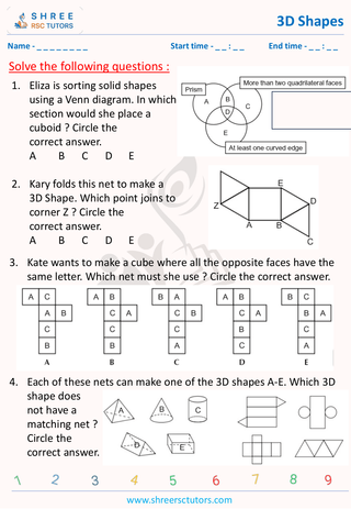 3D shapes worksheets for 11 Plus Exam Maths | shree rsc tutors