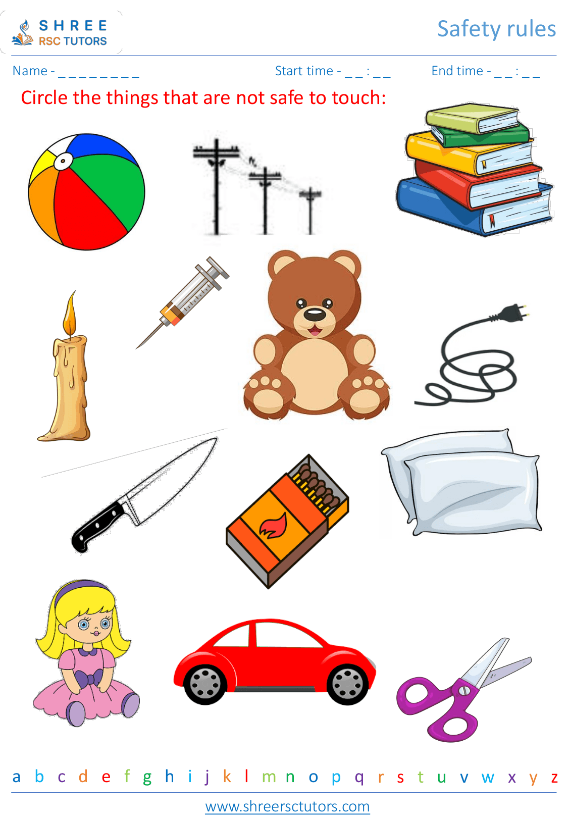 Stay safe worksheets for Grade 1 Science | shree rsc tutors