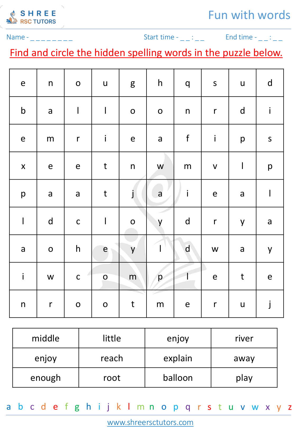 Fun with words worksheets for Grade 2 English | shree rsc tutors