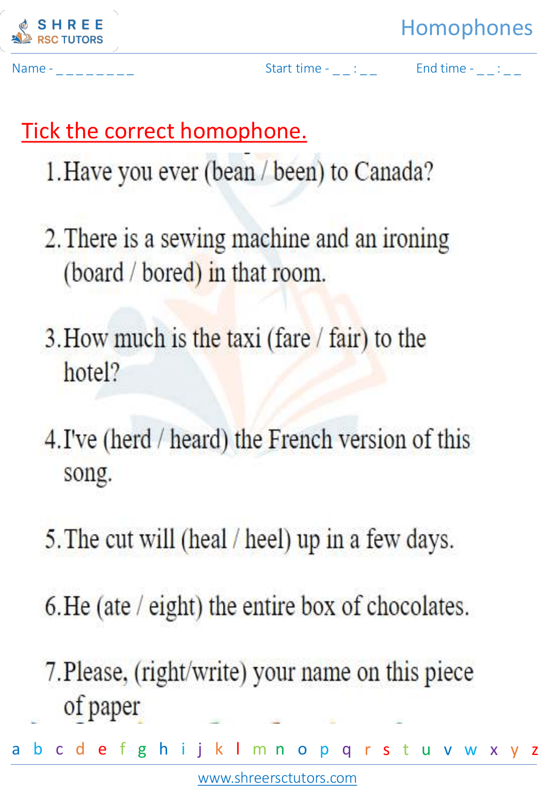 Homophones worksheets for Grade 2 English | shree rsc tutors