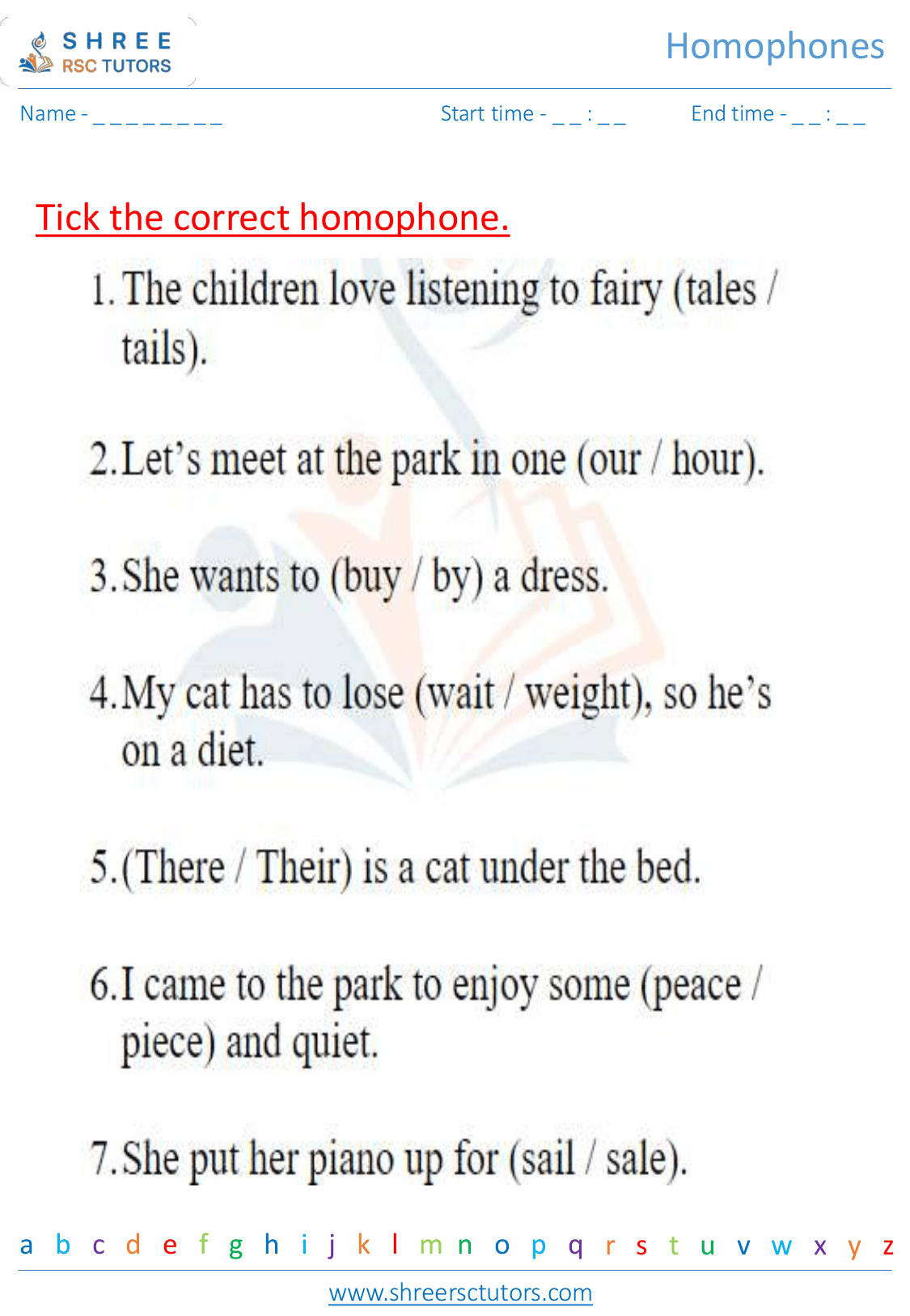 Homophones worksheets for Grade 2 English | shree rsc tutors