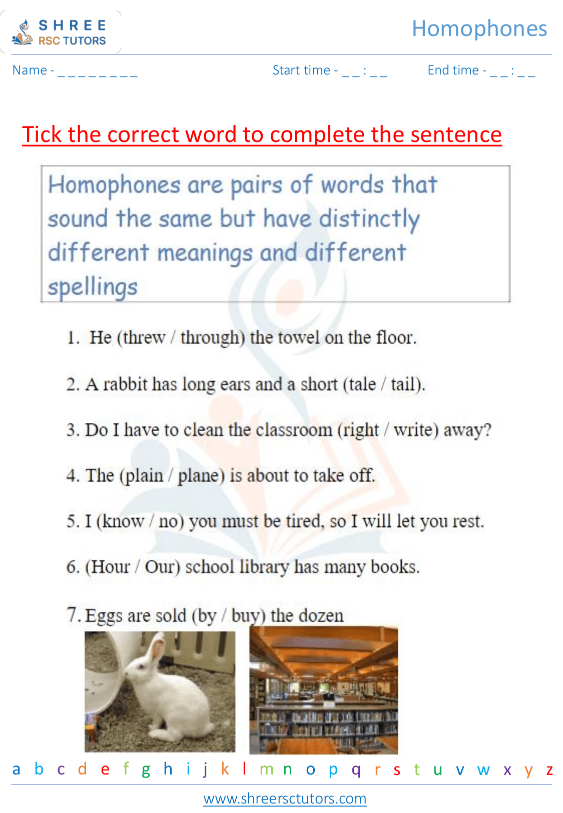 Homophones worksheets for Grade 2 English | shree rsc tutors