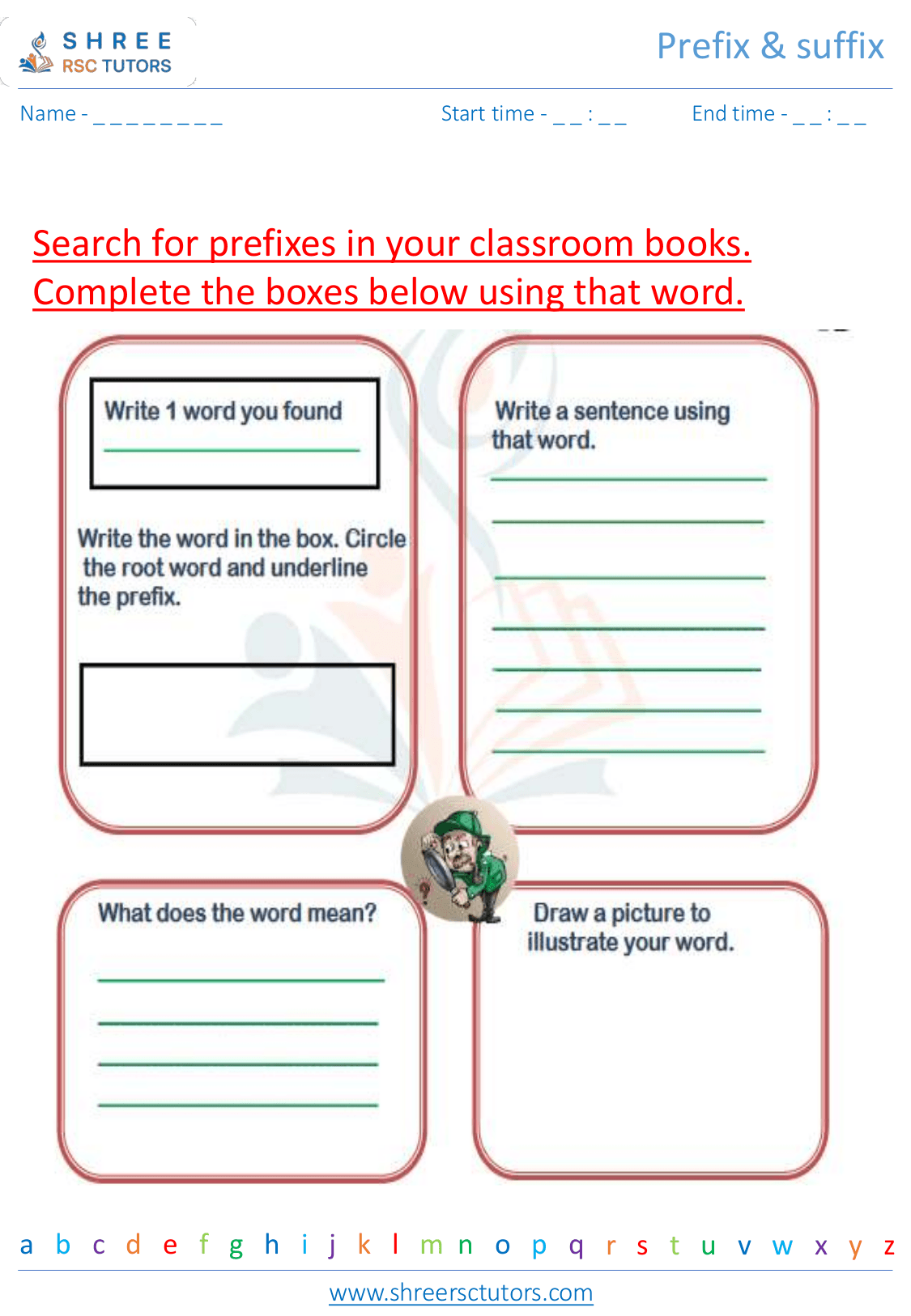 Prefix & Suffix worksheets for Grade 2 English | shree rsc tutors