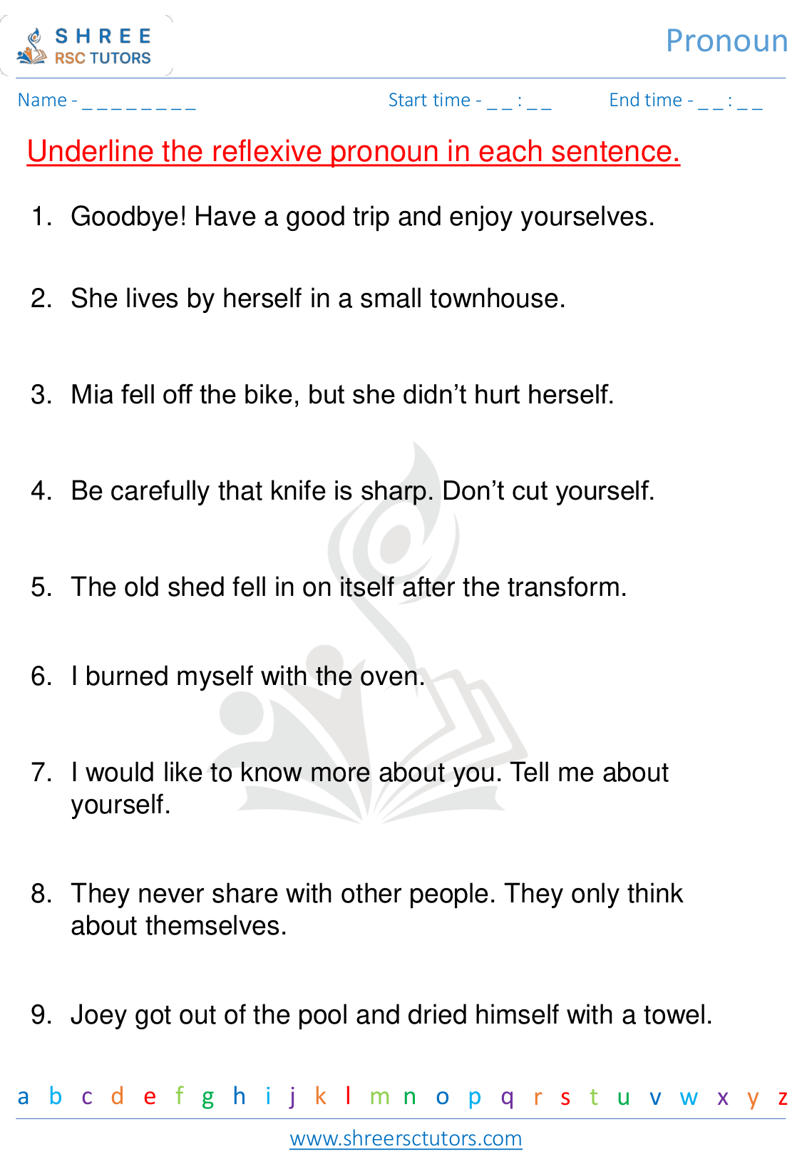 Pronoun worksheets for Grade 2 English | shree rsc tutors