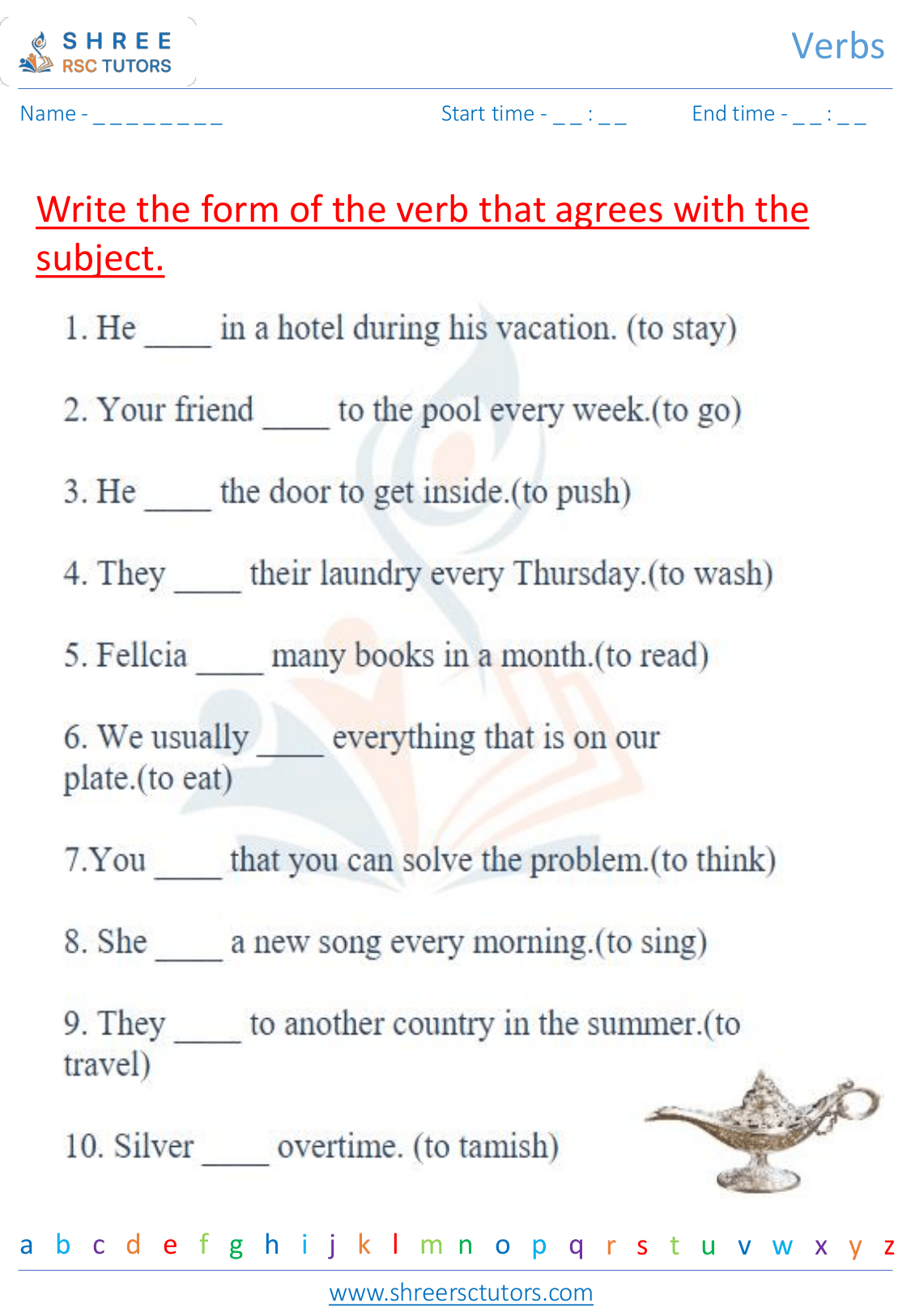 Verbs Worksheets For Grade 2 English Shree Rsc Tutors
