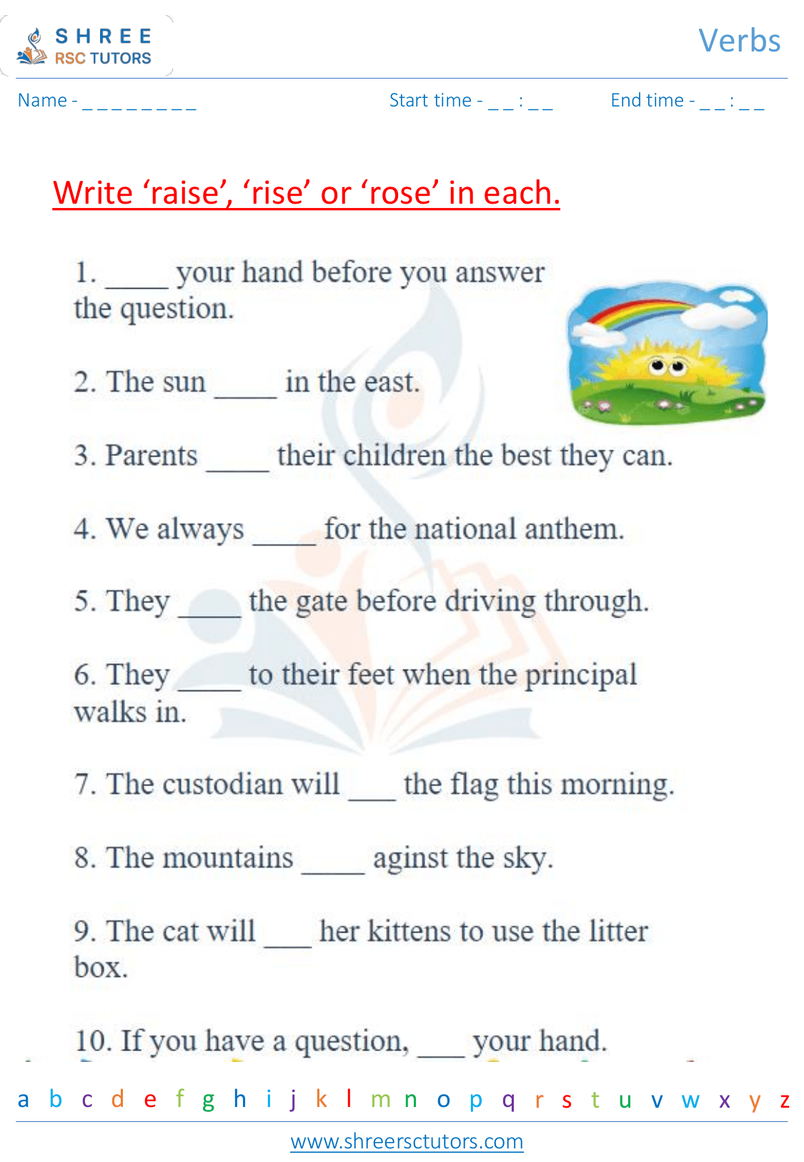 Verbs worksheets for Grade 2 English | shree rsc tutors