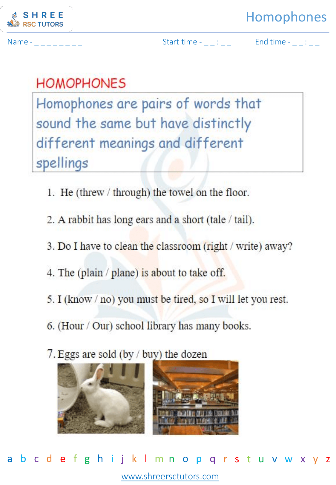 Homophones worksheets for Grade 3 English | shree rsc tutors