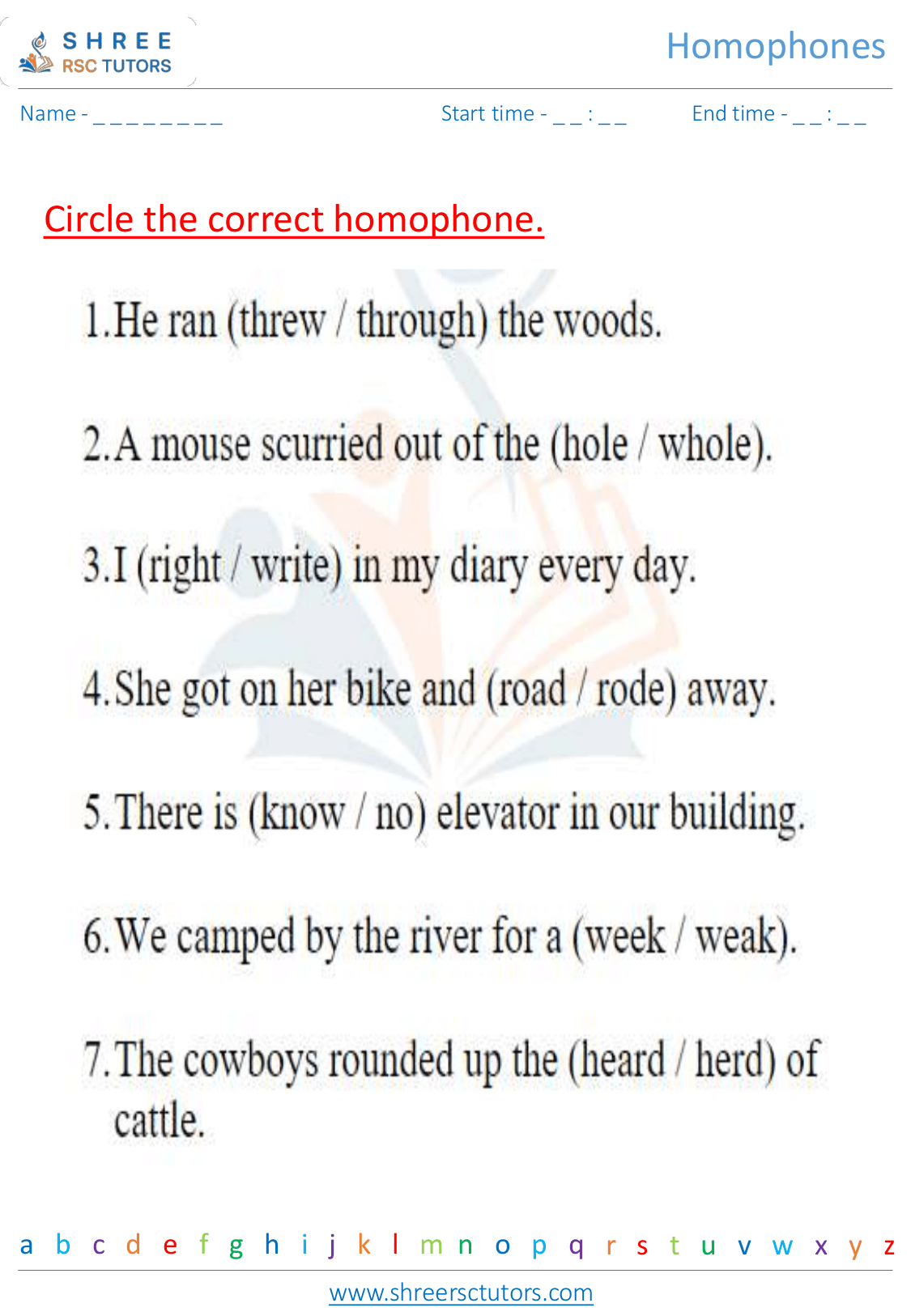 Homophones worksheets for Grade 3 English | shree rsc tutors
