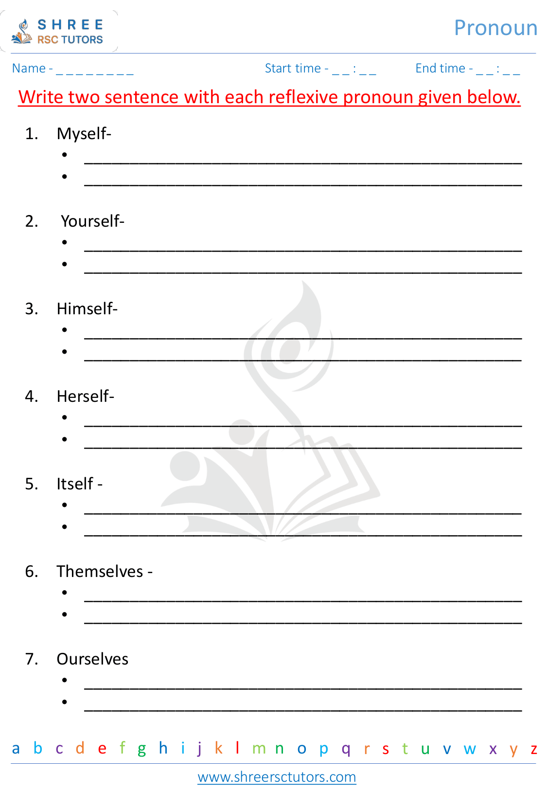 Pronoun worksheets for Grade 3 English | shree rsc tutors