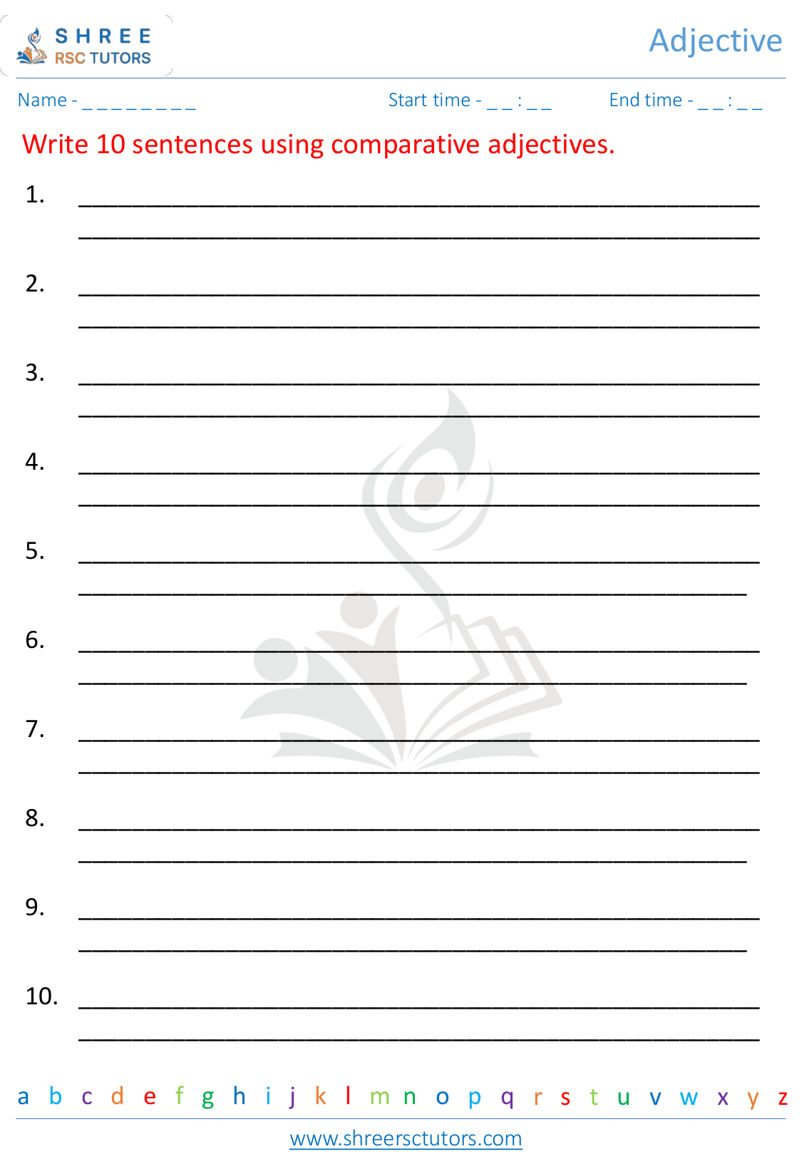 Adjectives worksheets for Grade 4 English | shree rsc tutors