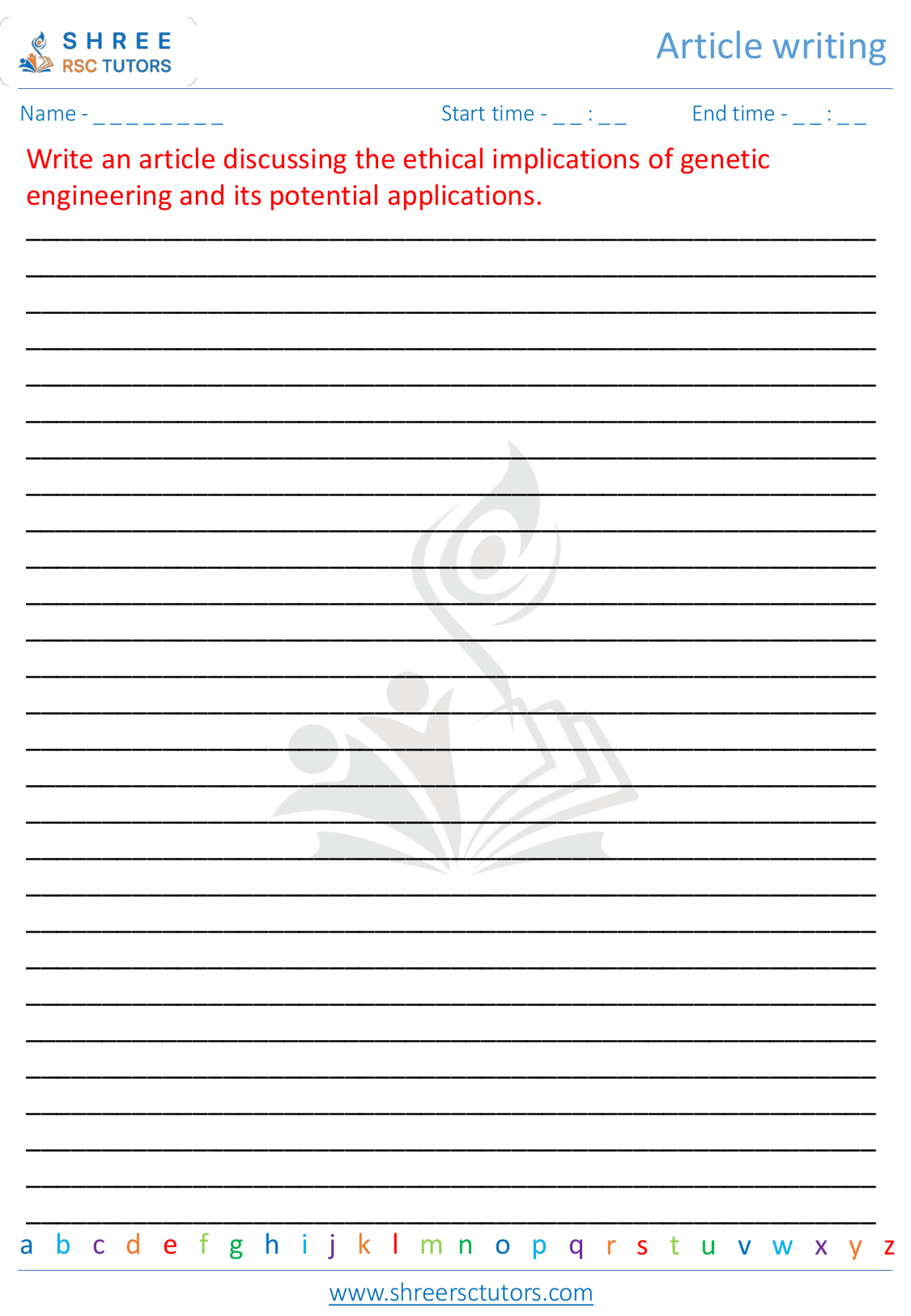 Article writing worksheets for Grade 7 English | shree rsc tutors