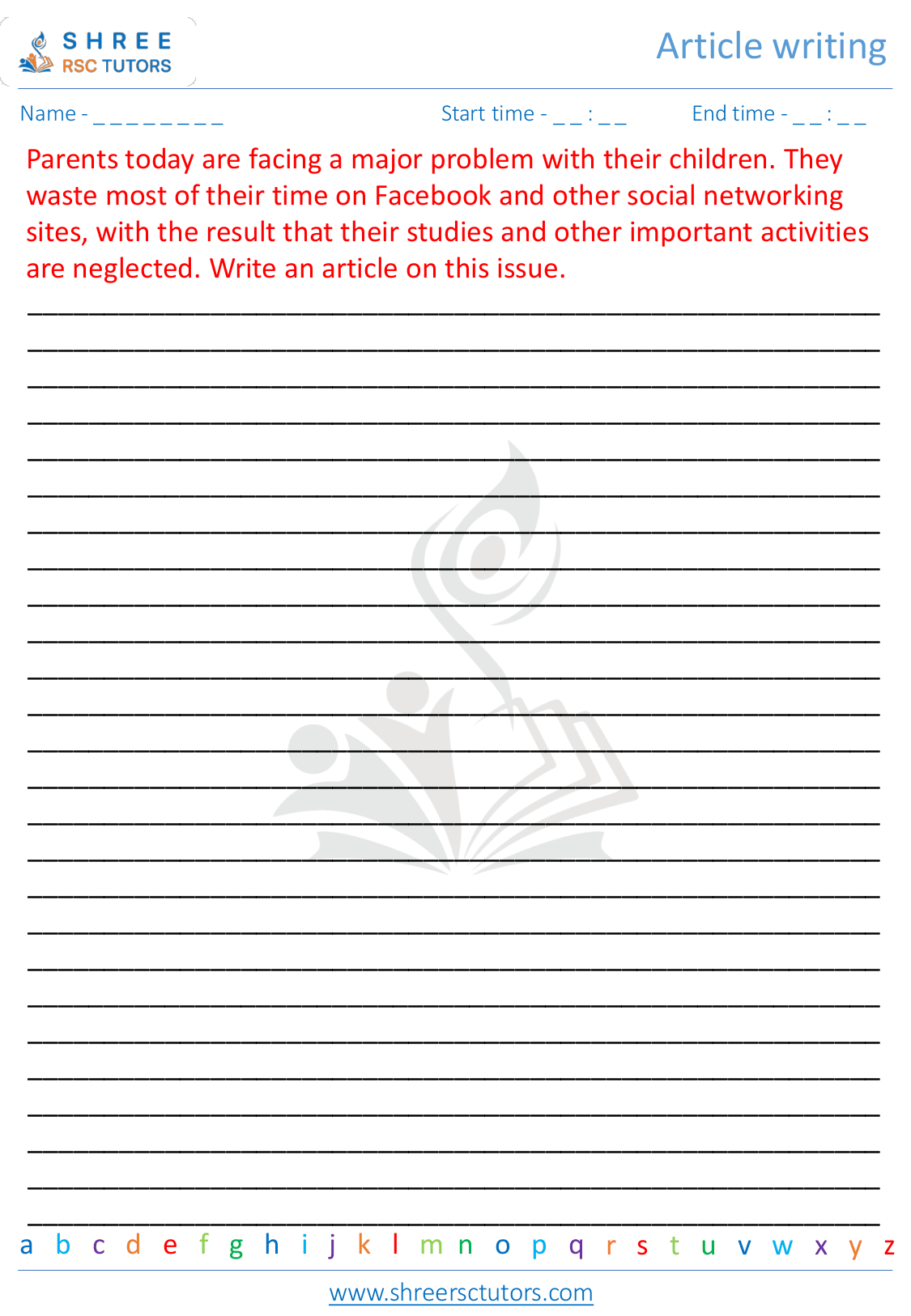 Article writing worksheets for Grade 7 English | shree rsc tutors