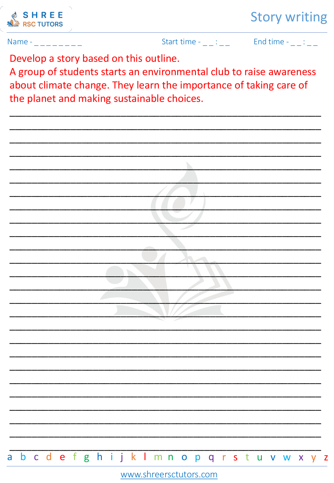 Story writing worksheets for Grade 7 English | shree rsc tutors