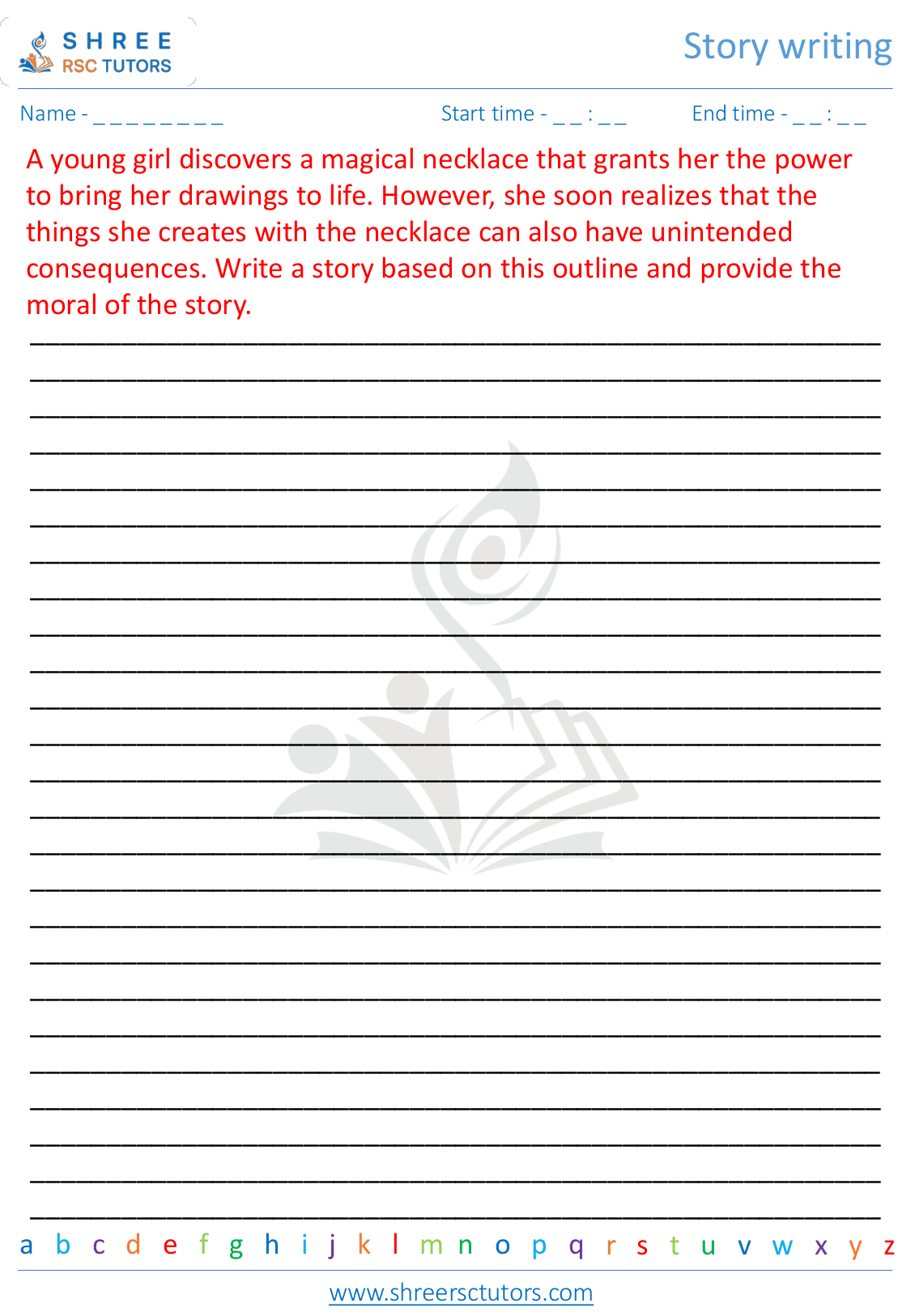 Story writing worksheets for Grade 7 English | shree rsc tutors